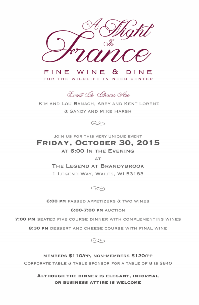 FWD Invite Dinner 1 - Wildlife In Need Center